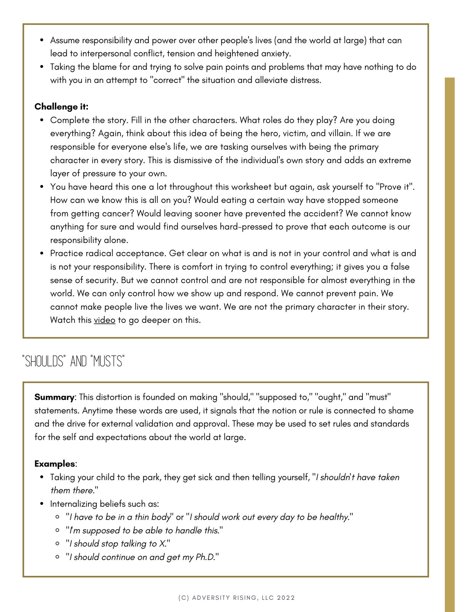 Cognitive Distortions DIGITAL Handout to Help Understand These Rigid ...