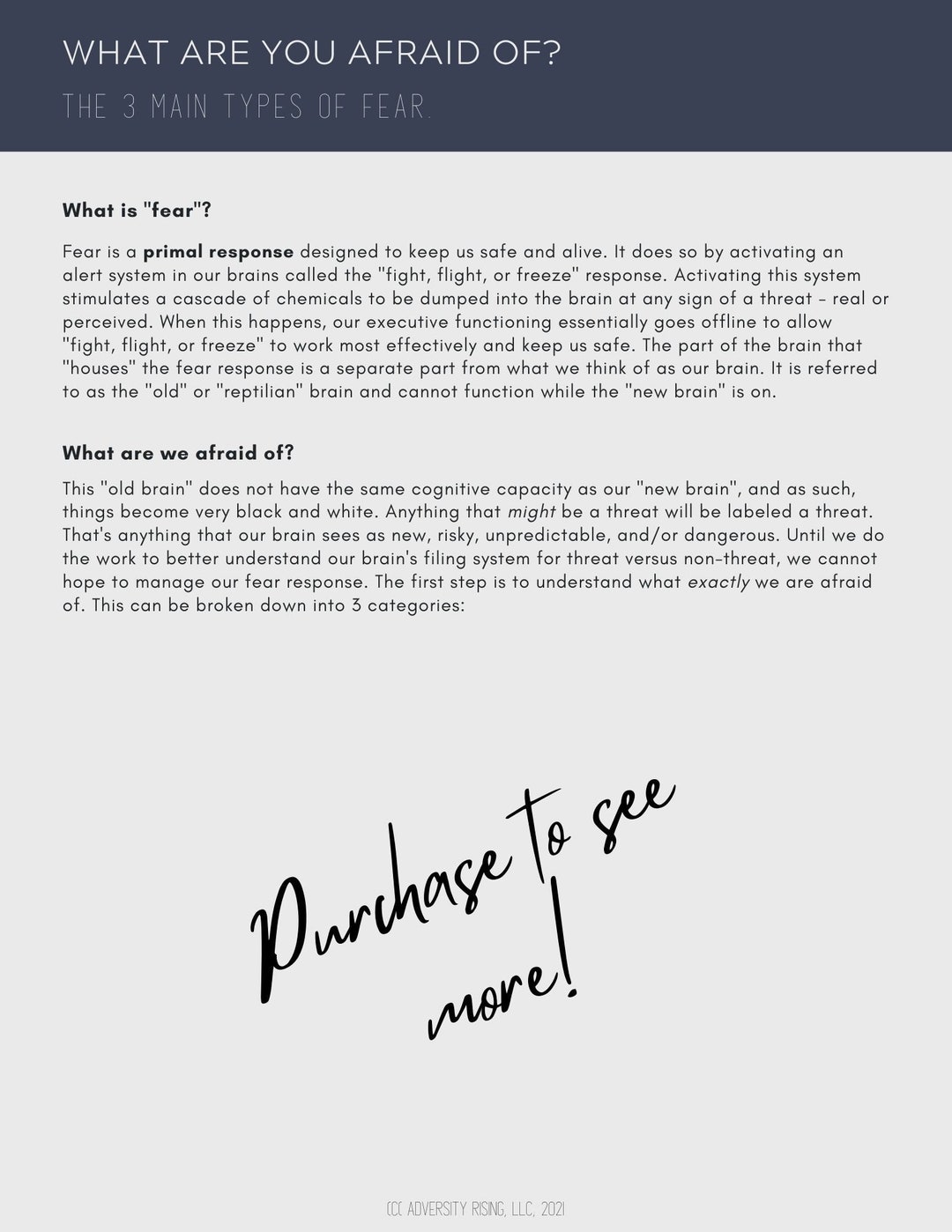 Types of Fear: a DIGITAL Handout Designed to Help You Get - Etsy