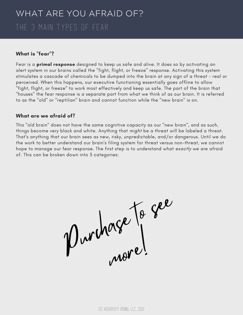 Types of Fear: a DIGITAL Handout Designed to Help You Get Clear on How ...