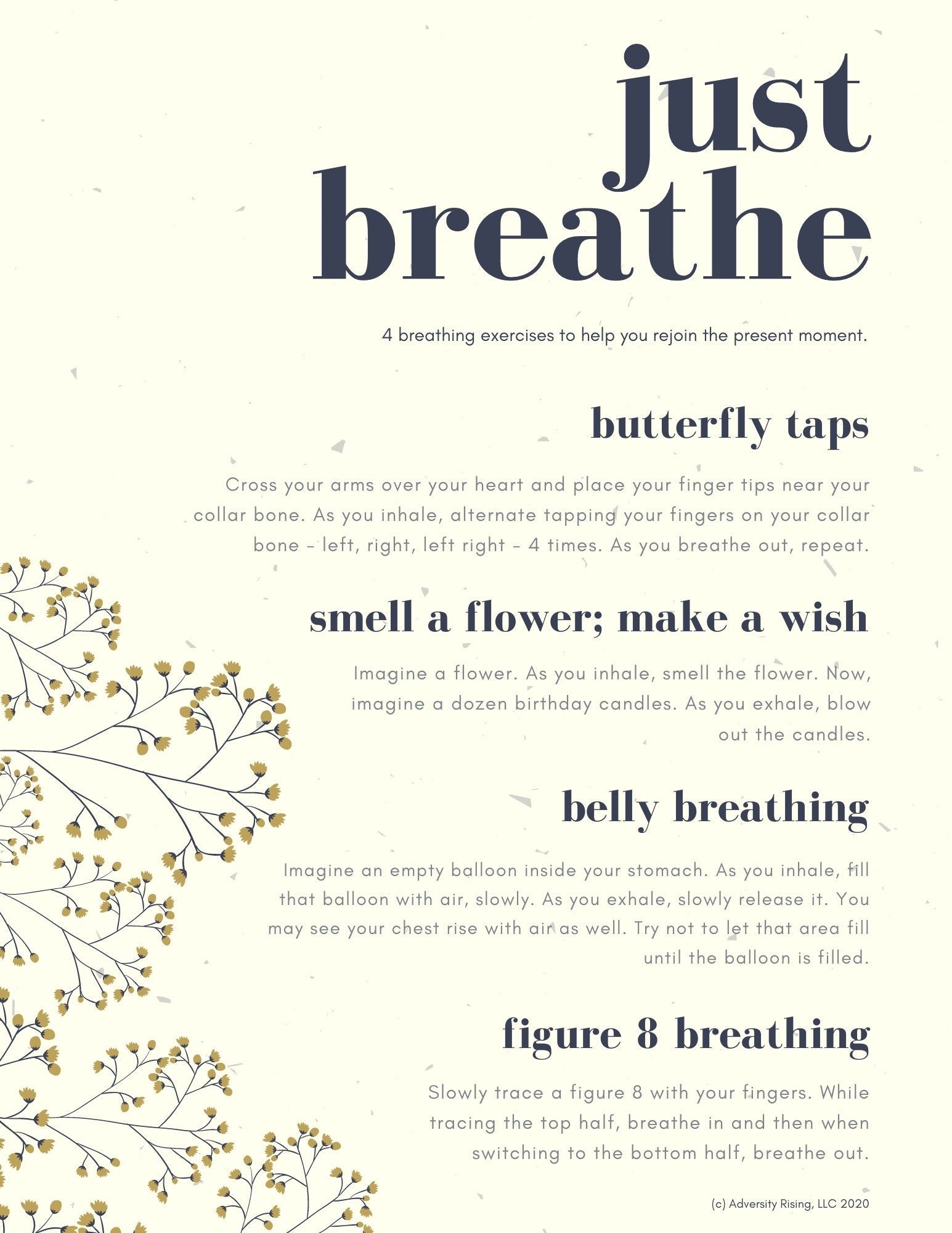 Just Breath: Breathing Exercises Handout - Etsy