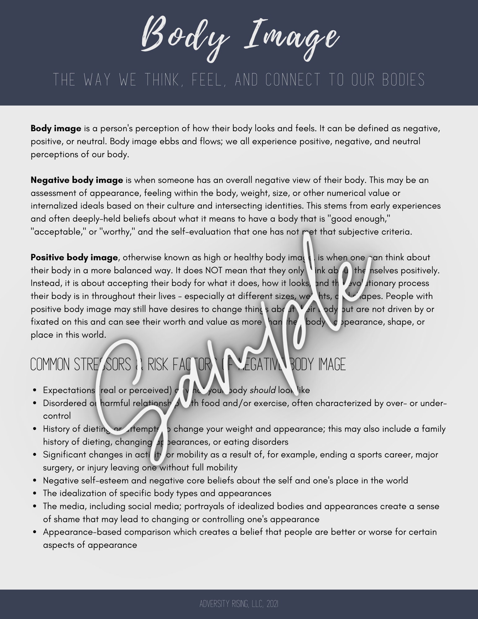 BODY IMAGE Handout Bundle: Digital Downloads - Etsy