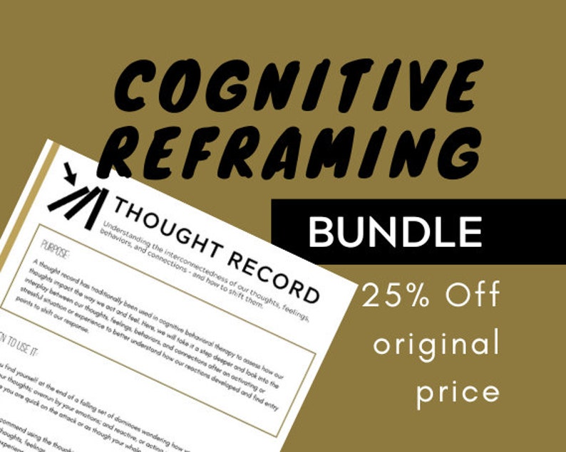 Cognitive Reframing DIGITAL Handout Bundle: 5 Worksheets Designed to ...