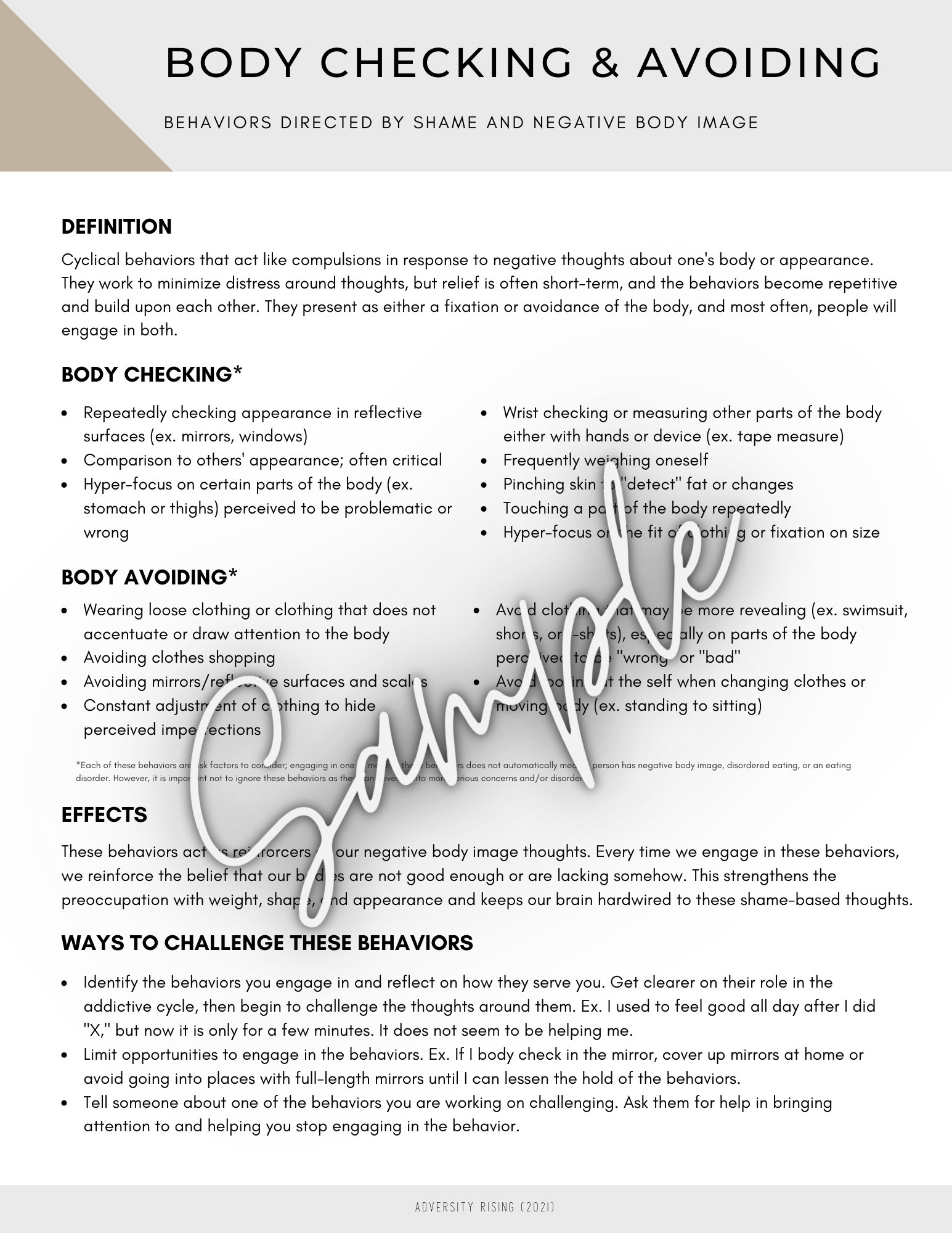 BODY IMAGE Handout Bundle: Digital Downloads - Etsy