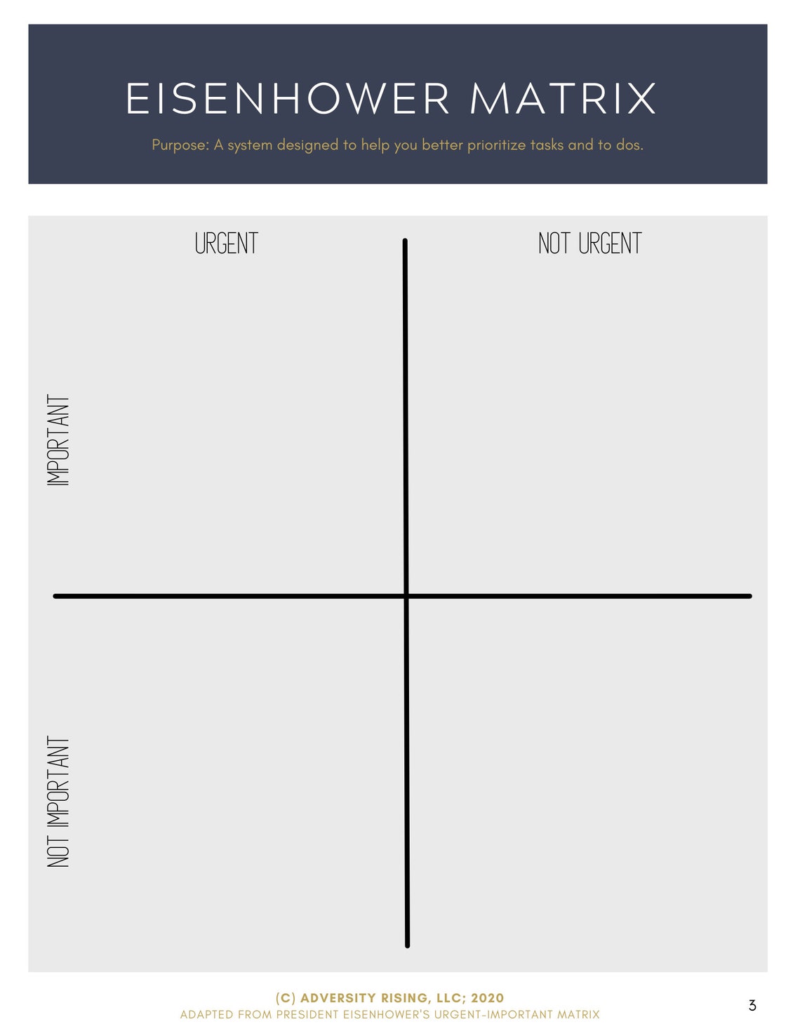 Eisenhower Matrix DIGITAL HANDOUT to Help You Prioritize and Focus Your ...