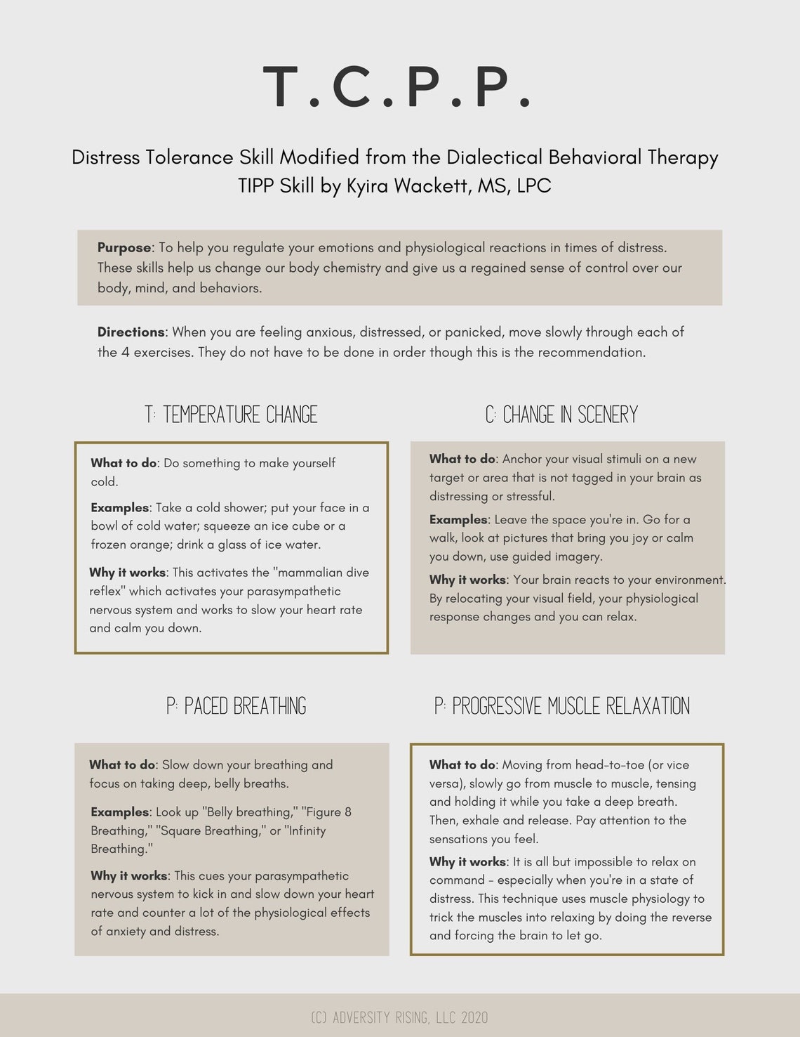 Distress Tolerance Skill TCPP Worksheet - Etsy