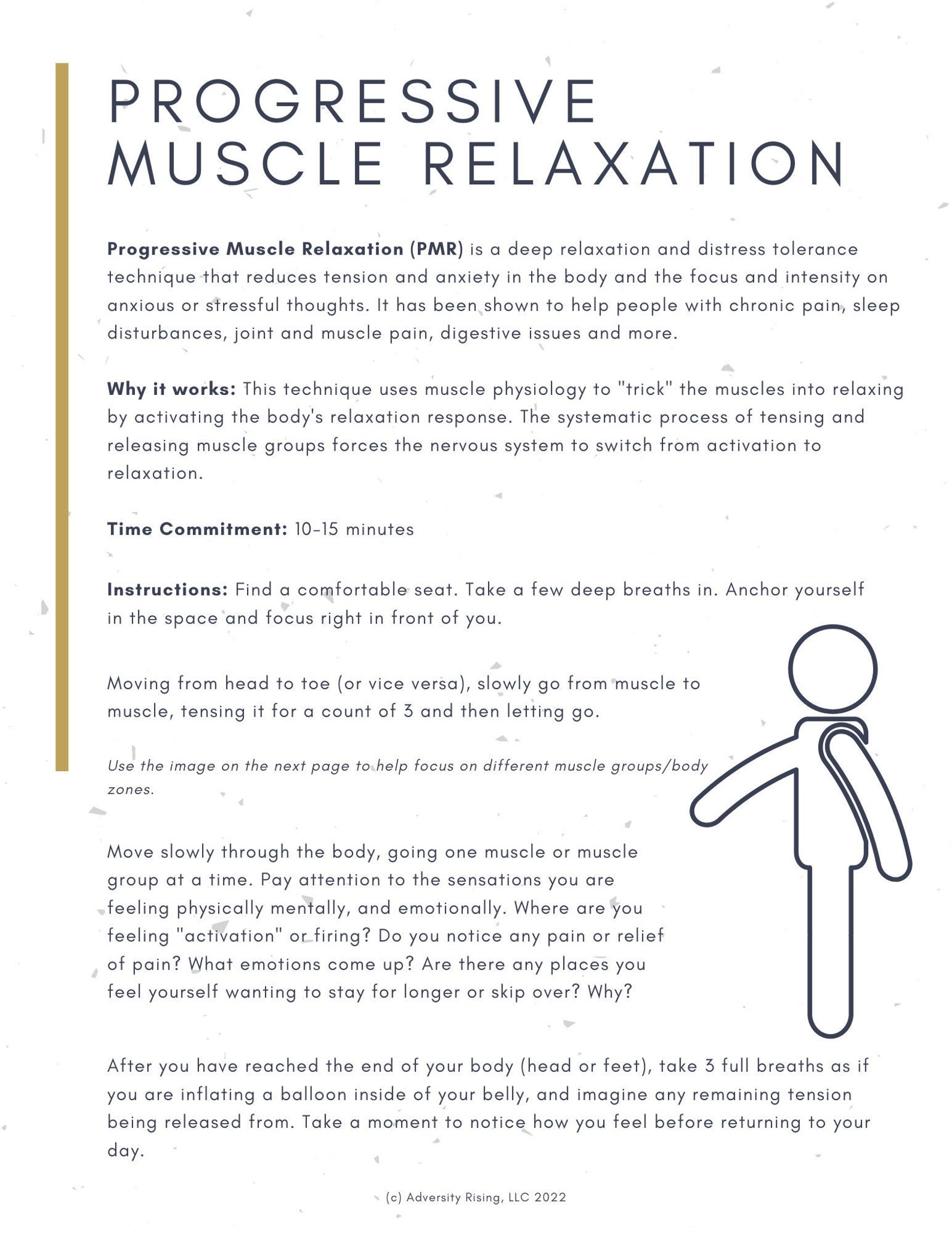 UPDATED Progressive Muscle Relaxation 3-page Digital Handout for STRESS ...
