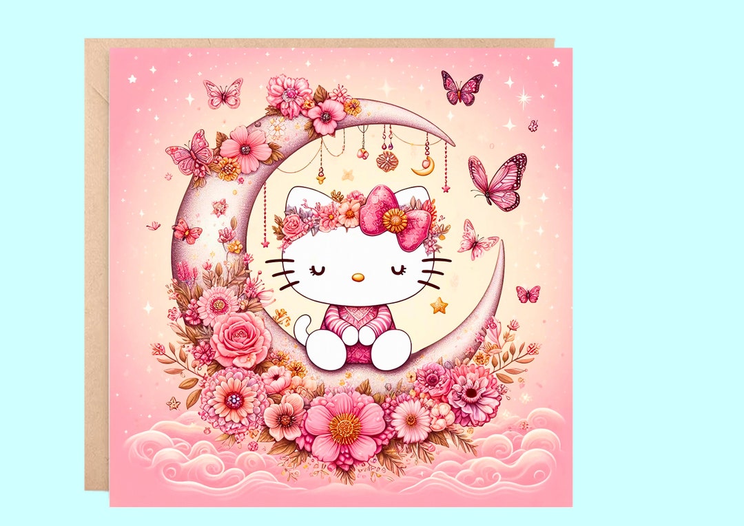 Happy Birthday Card Hello Kitty Flower Crystal and Pearl Embellished ...