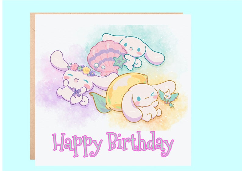 Cinnamoroll Birthday Card Cinnamoroll and Friends Birthday Card ...