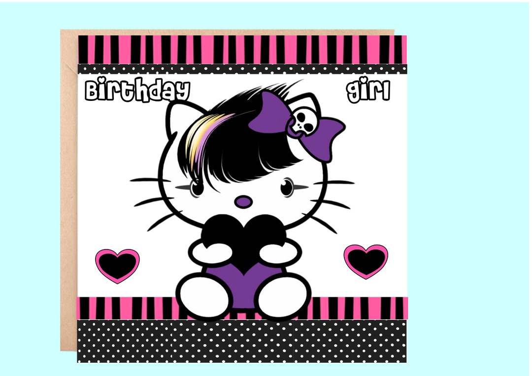 Hello Kitty Emo Girl Kawaii Birthday Card Hello Kitty Birthday Card ...