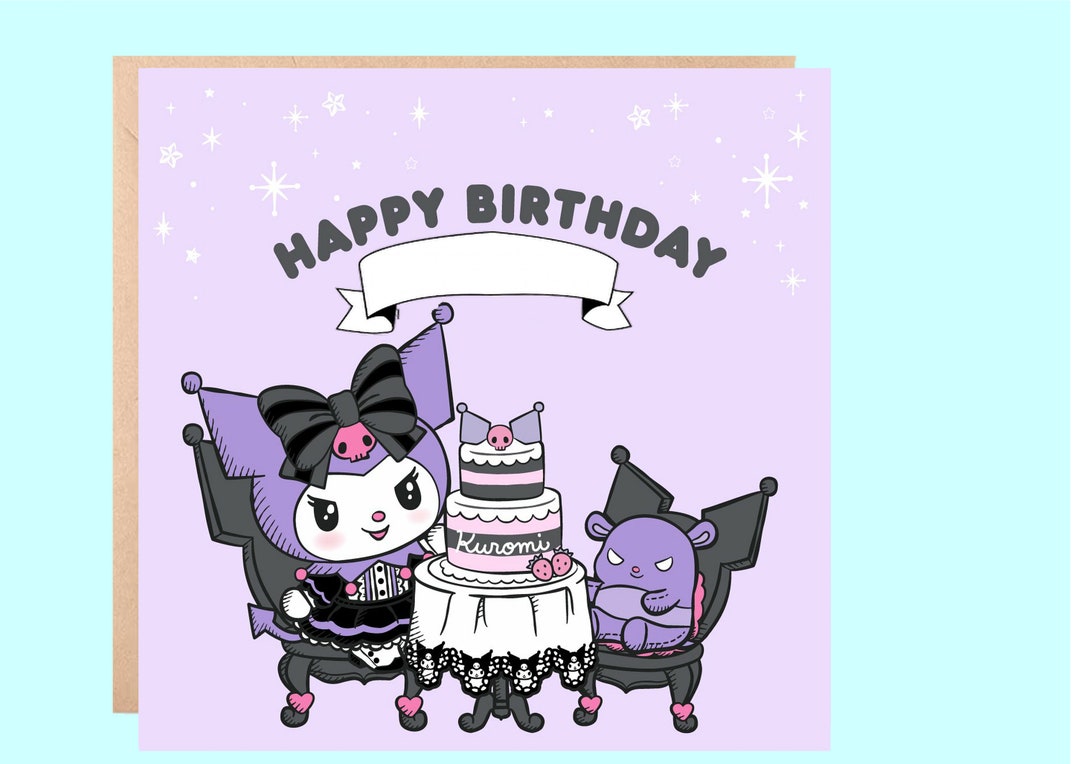 Kuromi Birthday Card Hello Kitty Birthday Card birthday Greeting Card ...