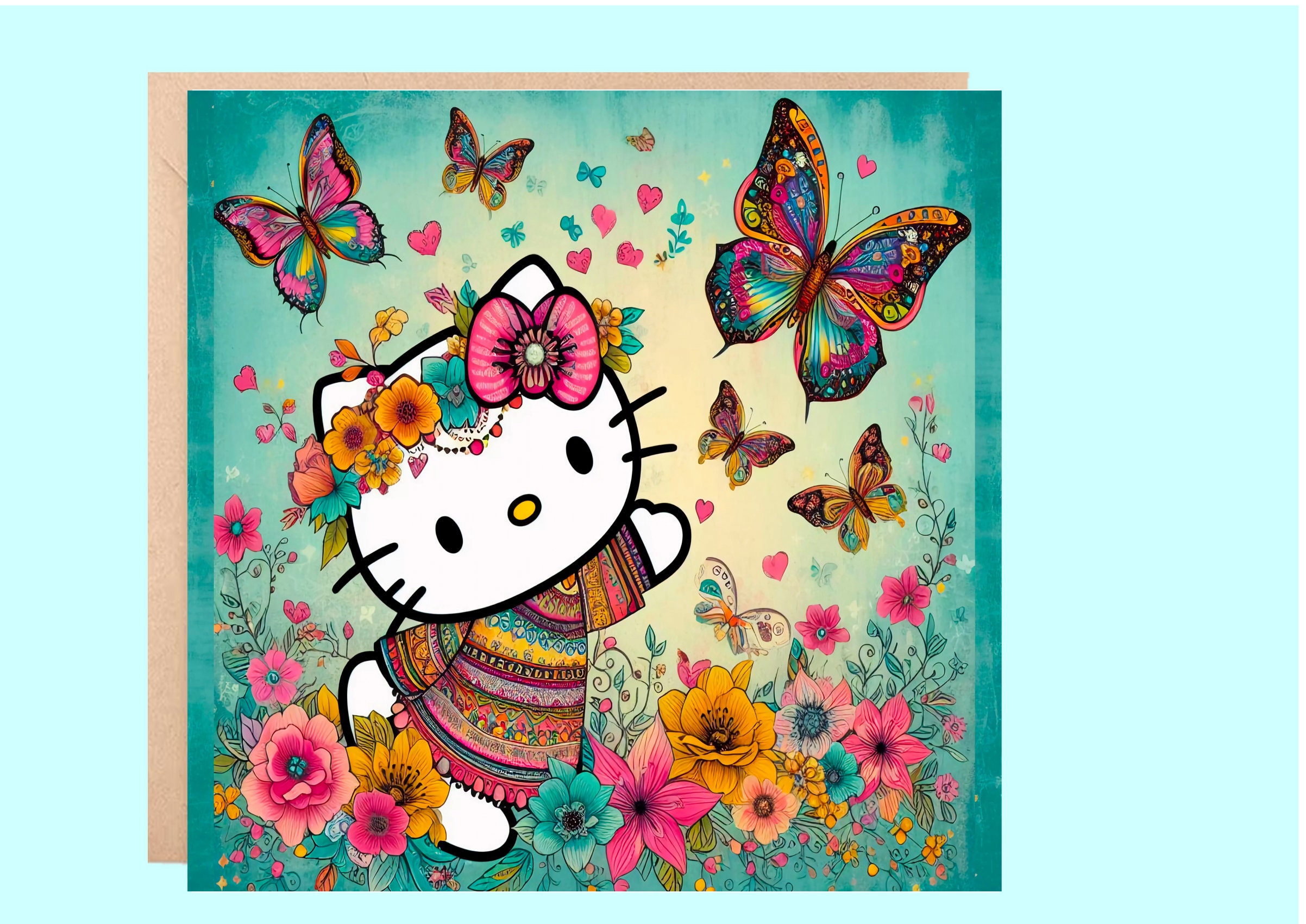Happy Birthday Card Hello Kitty Butterfly Crystal and Pearl Embellished ...