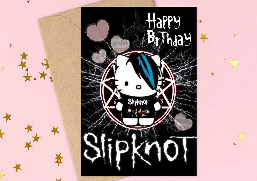 Happy Birthday Card Slipknot Hello Kitty Cartoon Heavy Metal Horror ...