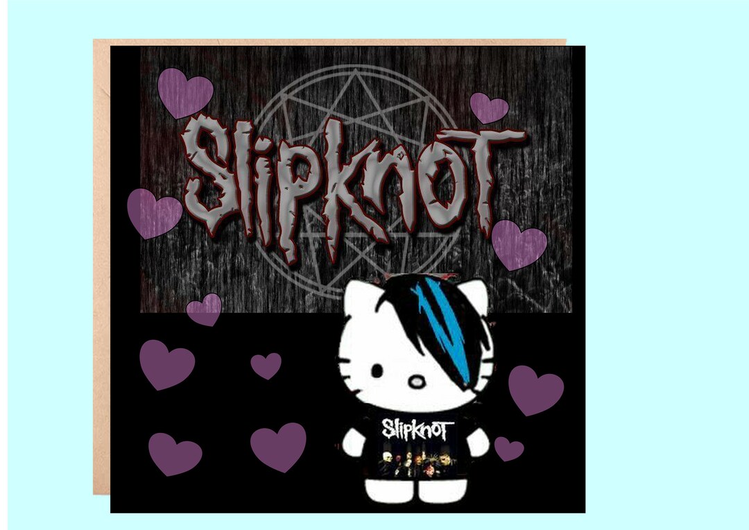 Happy Birthday Card Slipknot Hello Kitty Cartoon Heavy Metal Horror ...