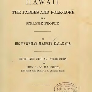 HAWAII MYTHS LEGENDS - the Myths and Legends of Hawaii, Vintage Book (1888), Hawaiian Folklore ...