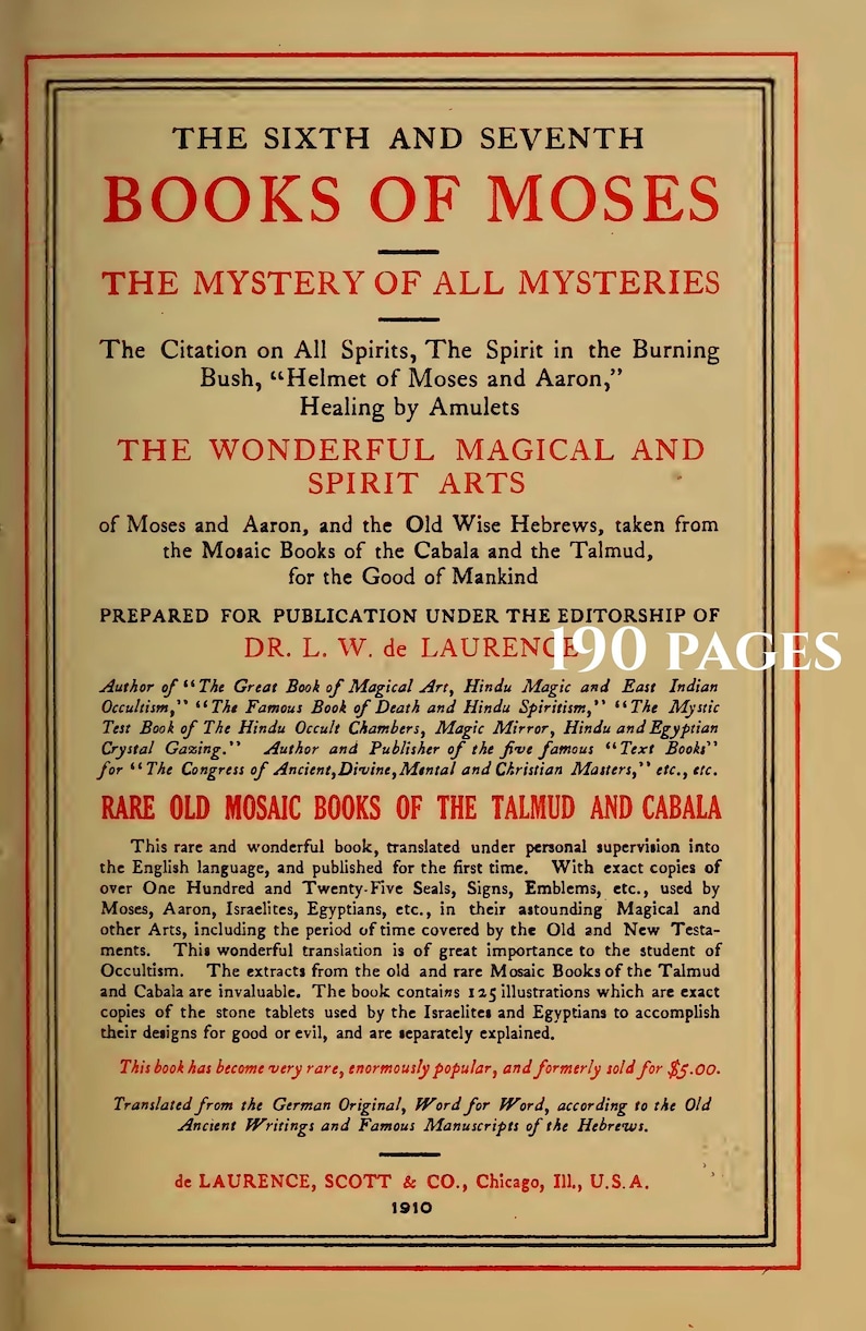 SIXTH & SEVENTH BOOK of Moses, Illustrated, Magical Seals, Sigils ...