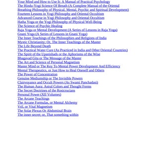 OCCULT COLLECTION: 6716 PAGES William W. Atkinson, Complete Works, Psychic Powers, Influence ...