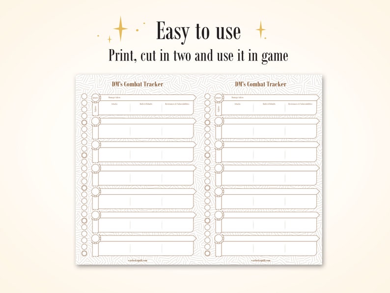 Dm's Combat Tracker Template D&D Digital Tools Printable Download for ...