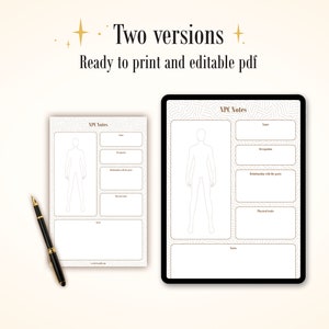 NPC Notes Template | D&D Digital Tools | Printable Download for ...