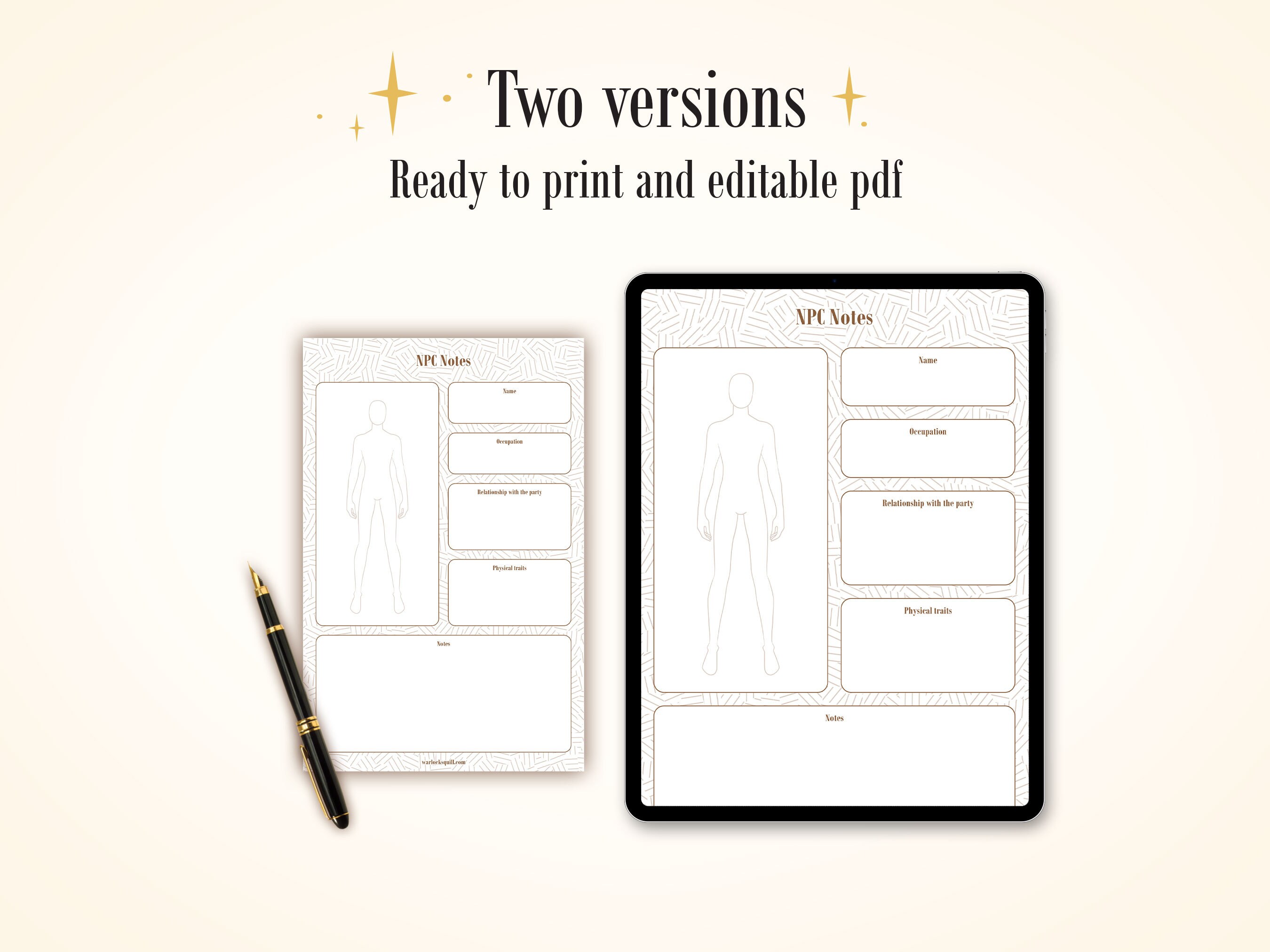 NPC Notes Template D&D Digital Tools Printable Download - Etsy Canada