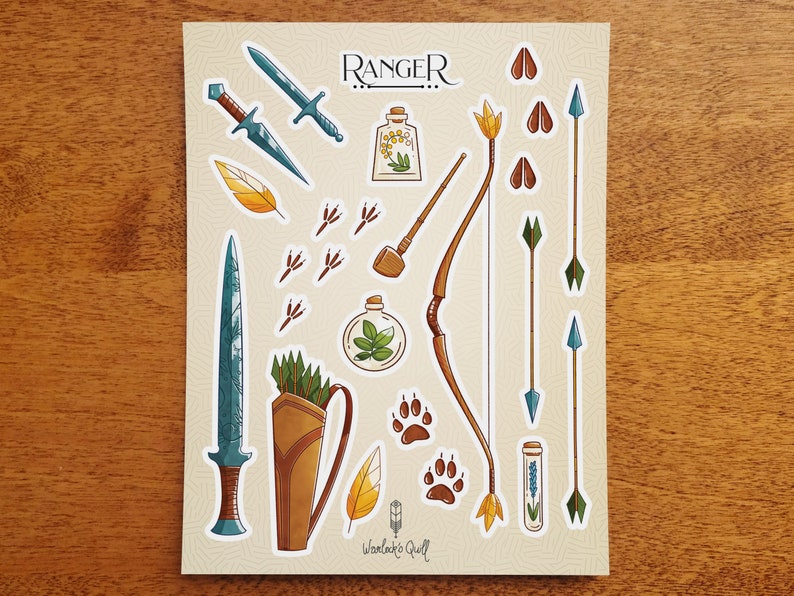 D&D Ranger Sticker Sheet Dungeons and Dragons Stickers 25 - Etsy