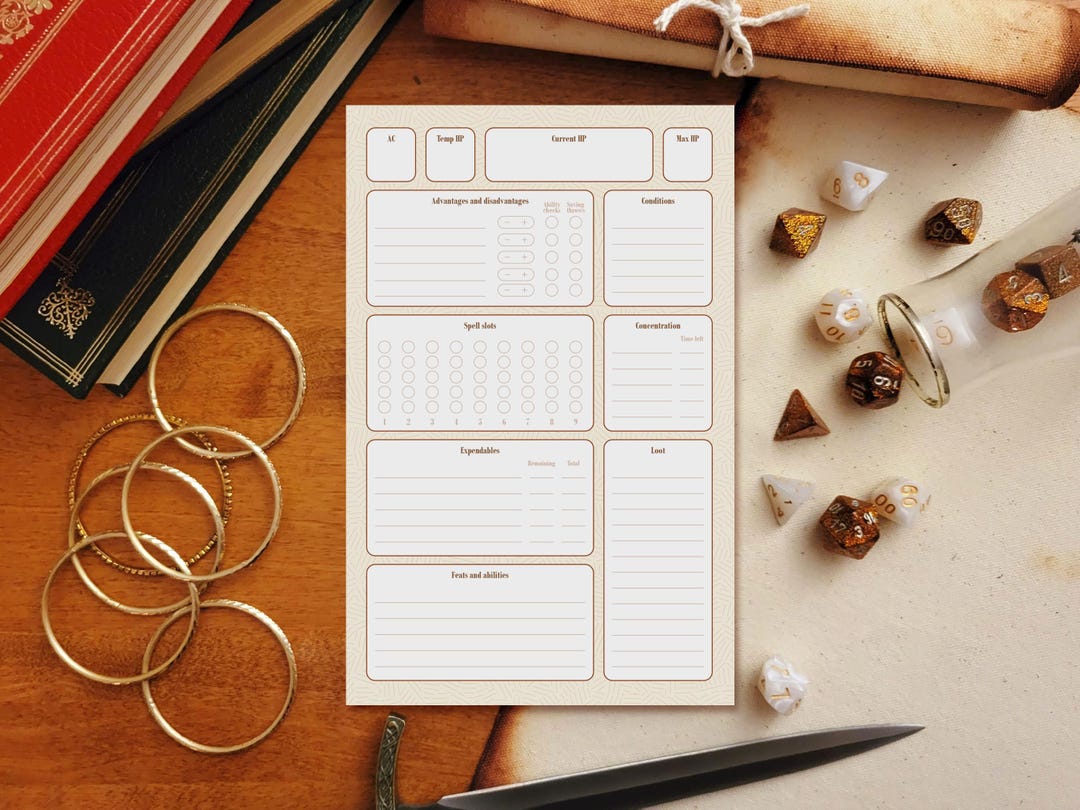 Character Tracker Notepad | 50 Pages | D&D 5e | TTRPG Accessory for ...