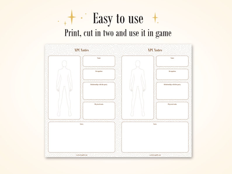 NPC Notes Template D&D Digital Tools Printable Download - Etsy Canada