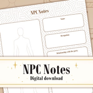 NPC Notes Template D&D Digital Tools Printable Download - Etsy Canada