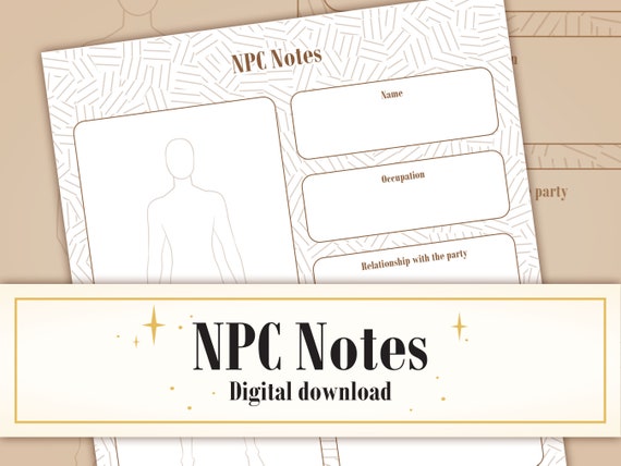 NPC Notes Template D&D Digital Tools Printable Download | Etsy Canada