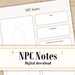 NPC Notes Template D&D Digital Tools Printable Download - Etsy Canada