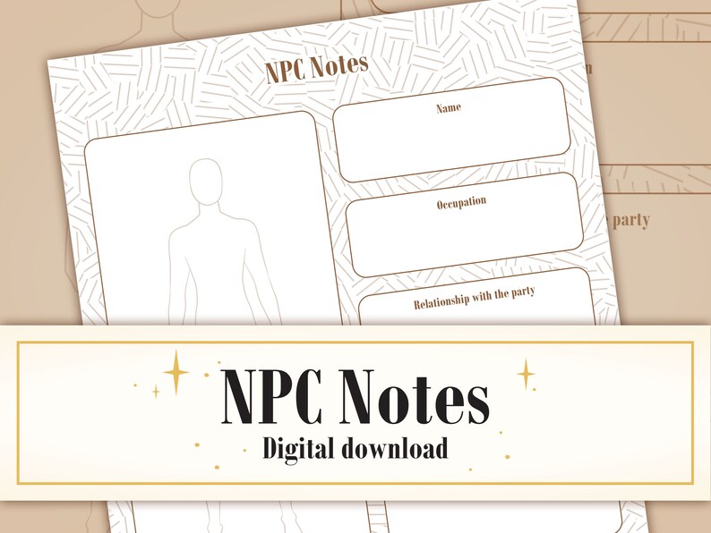 NPC Notes Template D&D Digital Tools Printable Download - Etsy Canada
