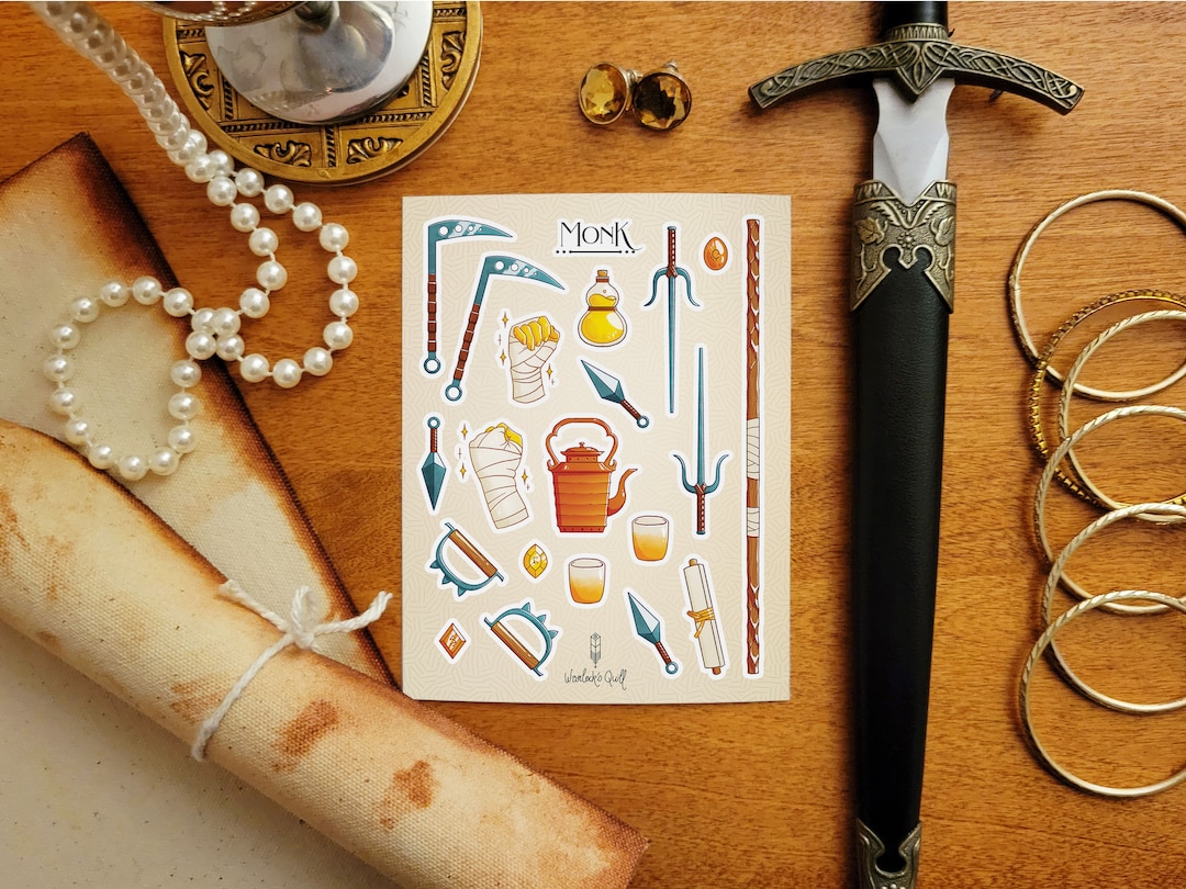 D&D Monk Sticker Sheet | Dungeons and Dragons Stickers | 21 Stickers - Etsy