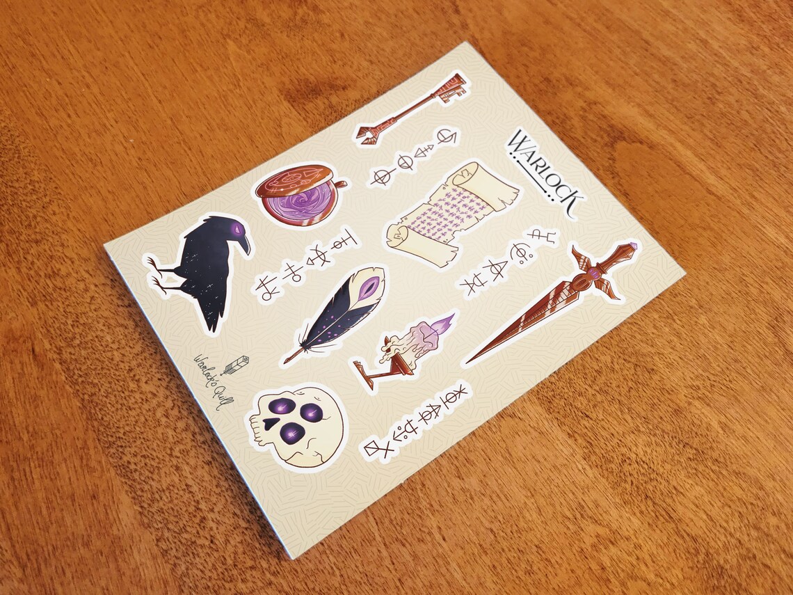 D&D Warlock Sticker Sheet | Dungeons and Dragons Stickers | 12 Stickers ...