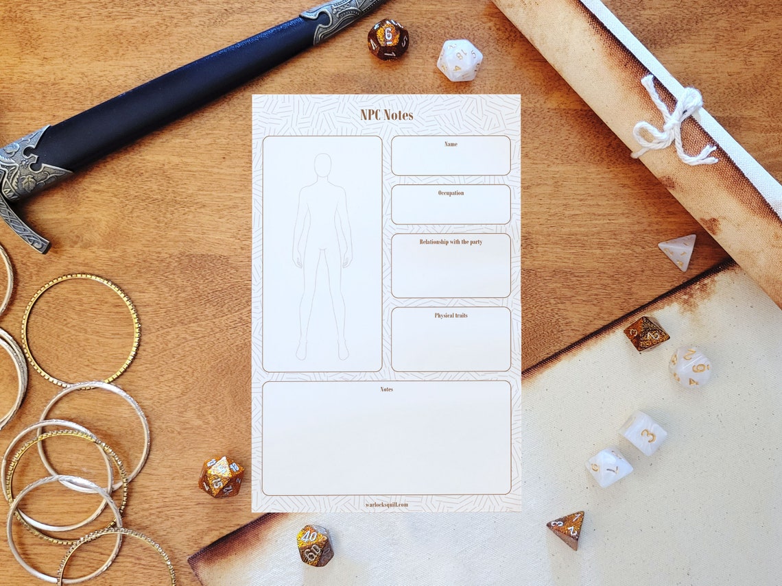 NPC Notes Template D&D Digital Tools Printable Download - Etsy Canada
