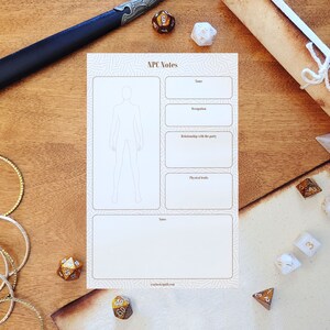 NPC Notes Template | D&D Digital Tools | Printable Download for ...