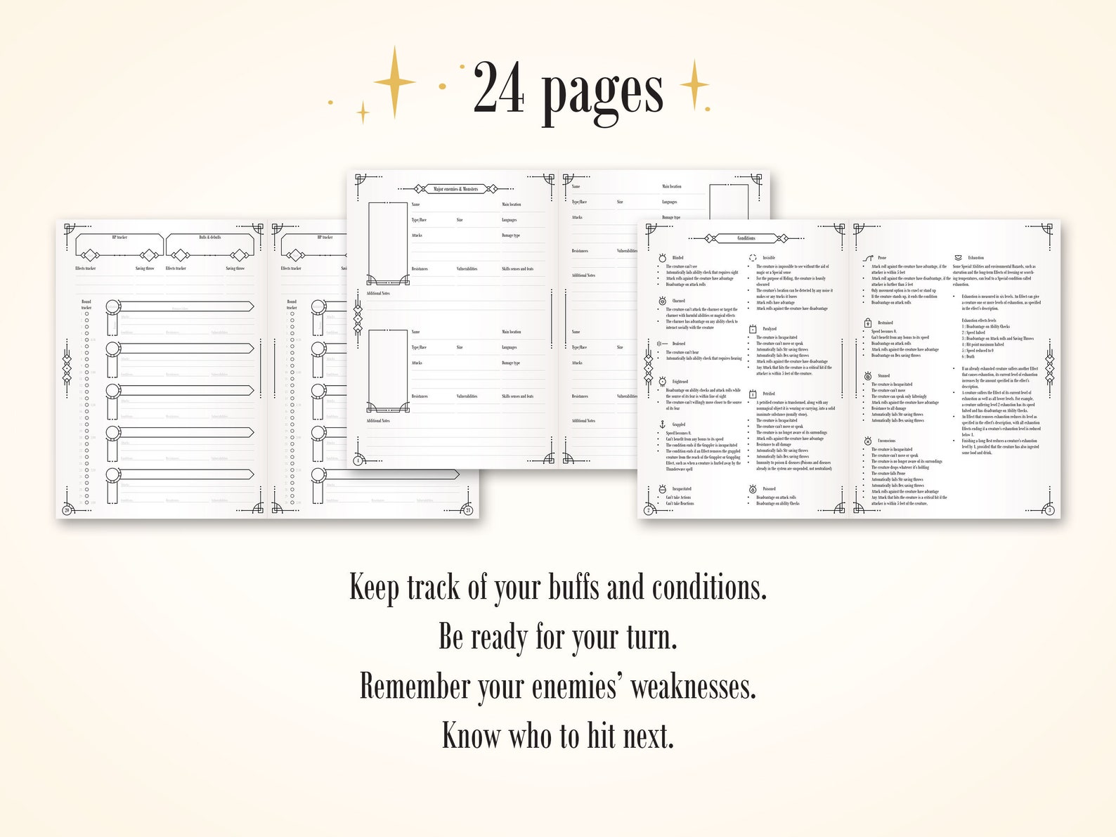 D&D Combat Tracker Dungeons and Dragons A5 Notebook 24 | Etsy