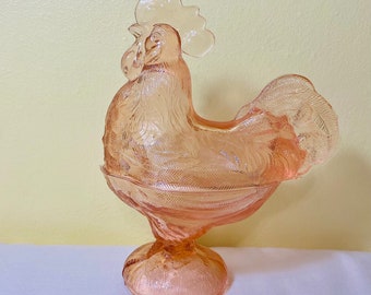 Pink Glass Rooster | Etsy