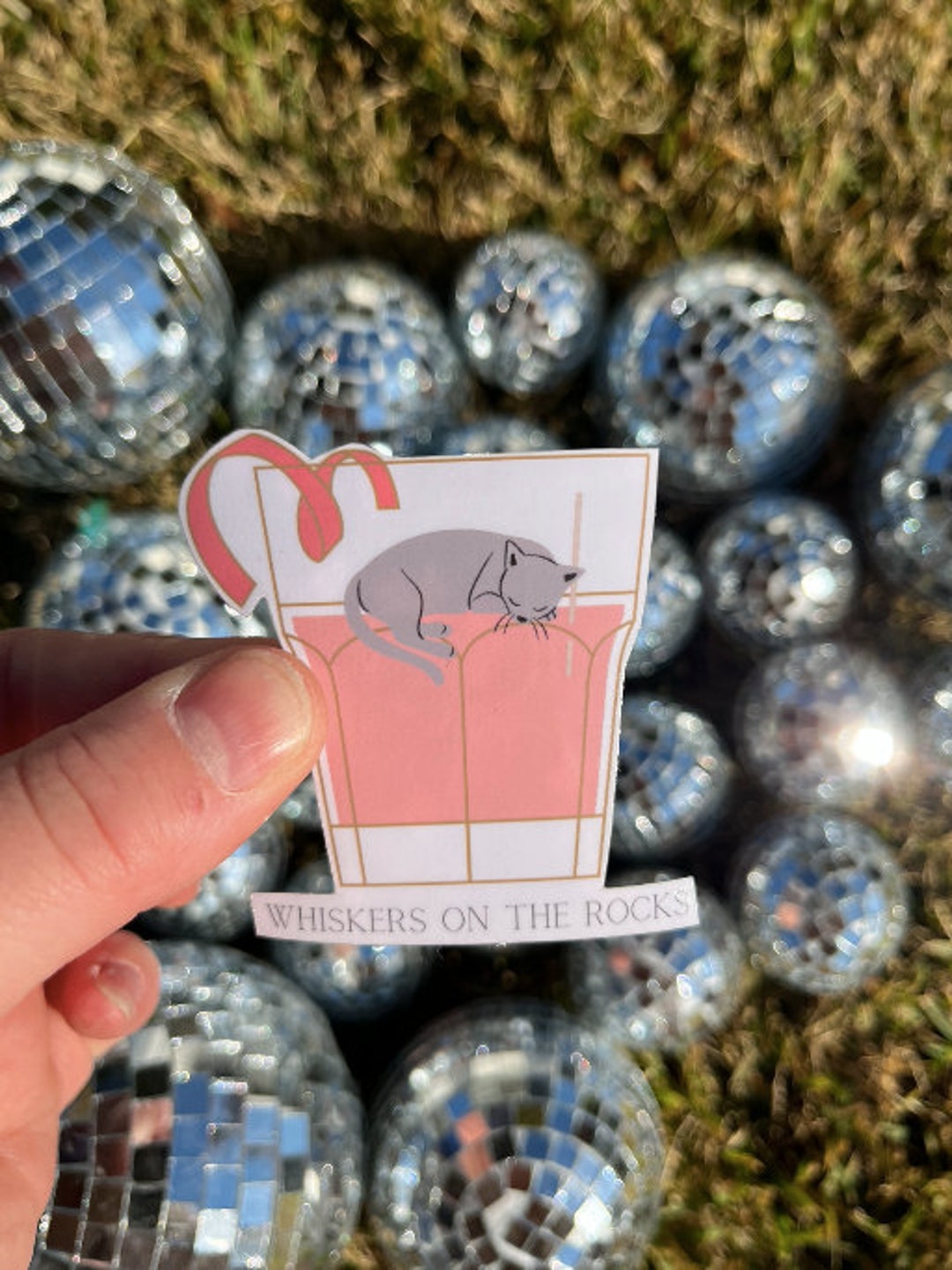 Whiskers on the Rocks Sticker, Sticker, Cat Sticker, Cat, Whiskey ...