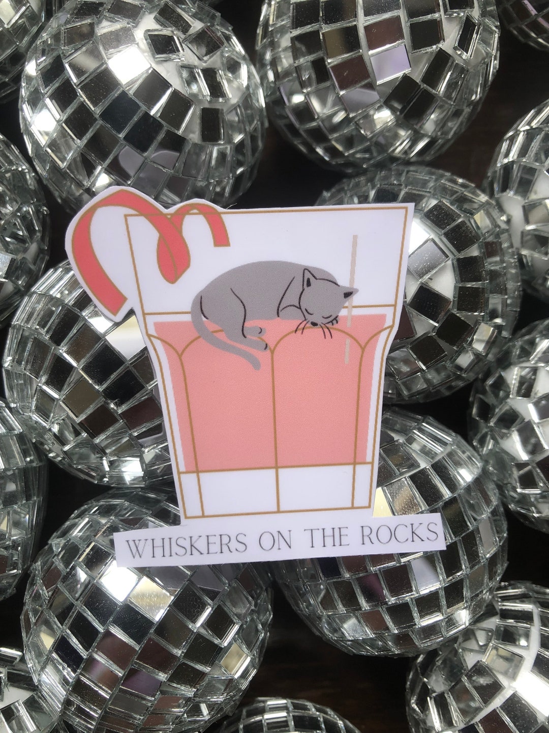 Whiskers on the Rocks Sticker Sticker Cat Sticker Cat - Etsy