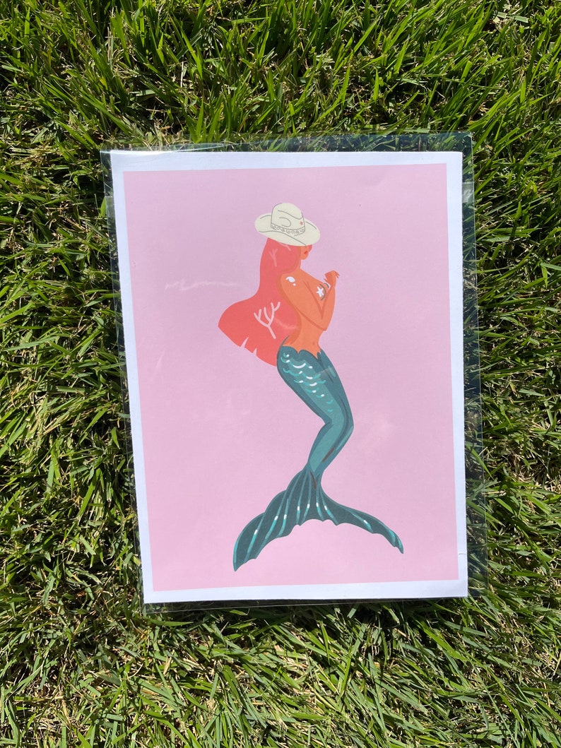Cowgirl Mermaid Print, Mermaid, Cowgirl, Print, Cowgirl Print ...
