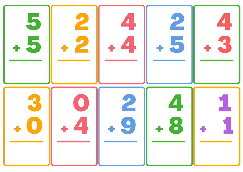 Flashcards, Addition Worksheets, Single Addition Sheets, Flashcard ...