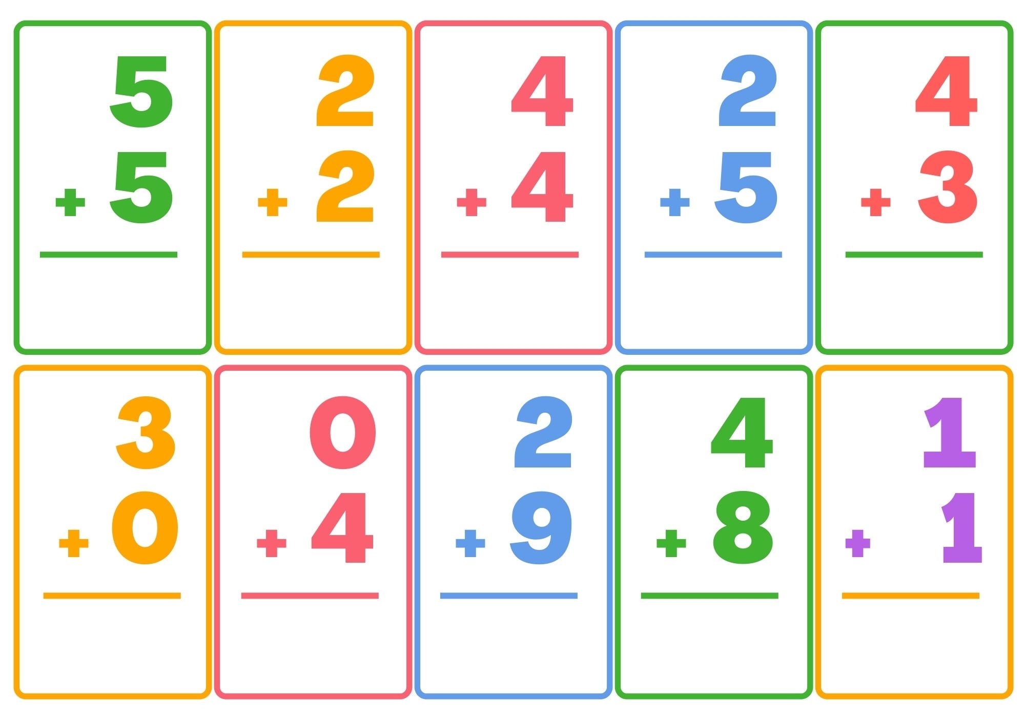 Flashcards, Addition Worksheets, Single Addition Sheets, Flashcard ...