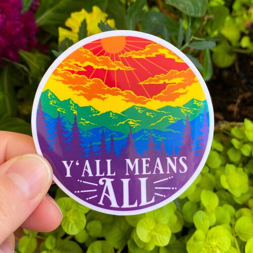 Y'all Means All Pride Gay Pride Flag Rainbow Sticker - Etsy