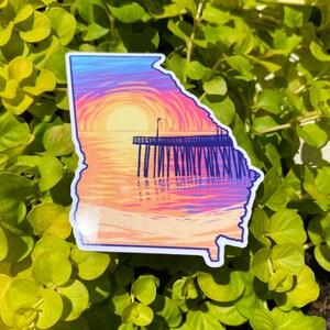 Georgia State Sticker, Tybee Island Sticker, Sunset Beach Decal, GA ...