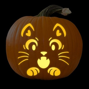 Cute Cat Pumpkin Carving Stencils, Printable PDF, Halloween Pumpkin ...