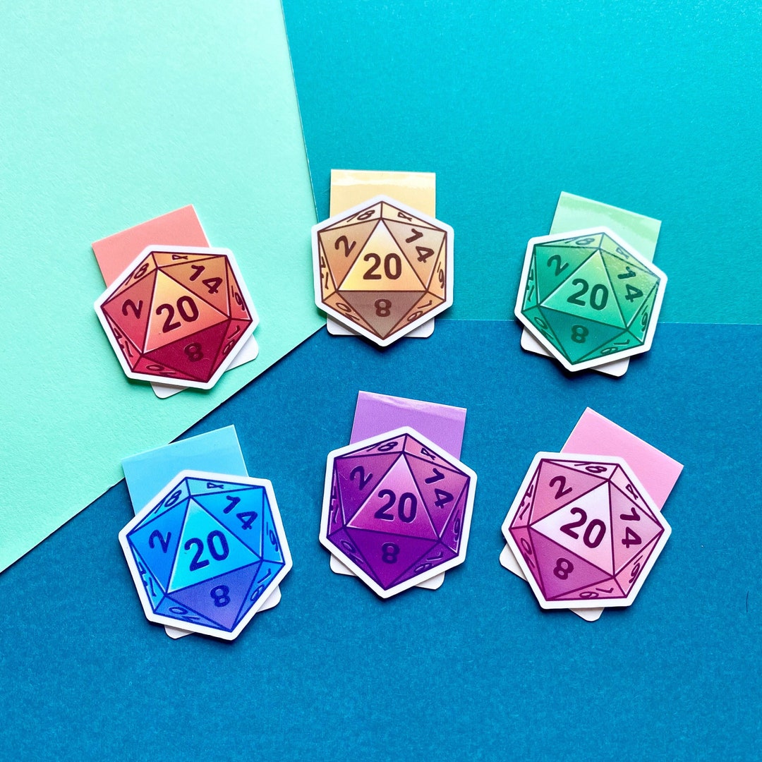 Rainbow D20 Magnetic Bookmark Set, Laminated Bookmarks, Gay Pride Dnd ...