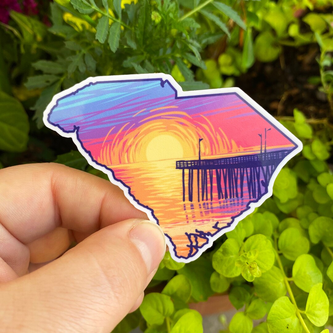 South Carolina Beach Sticker for Laptop, Myrtle Beach Sunset Sticker ...