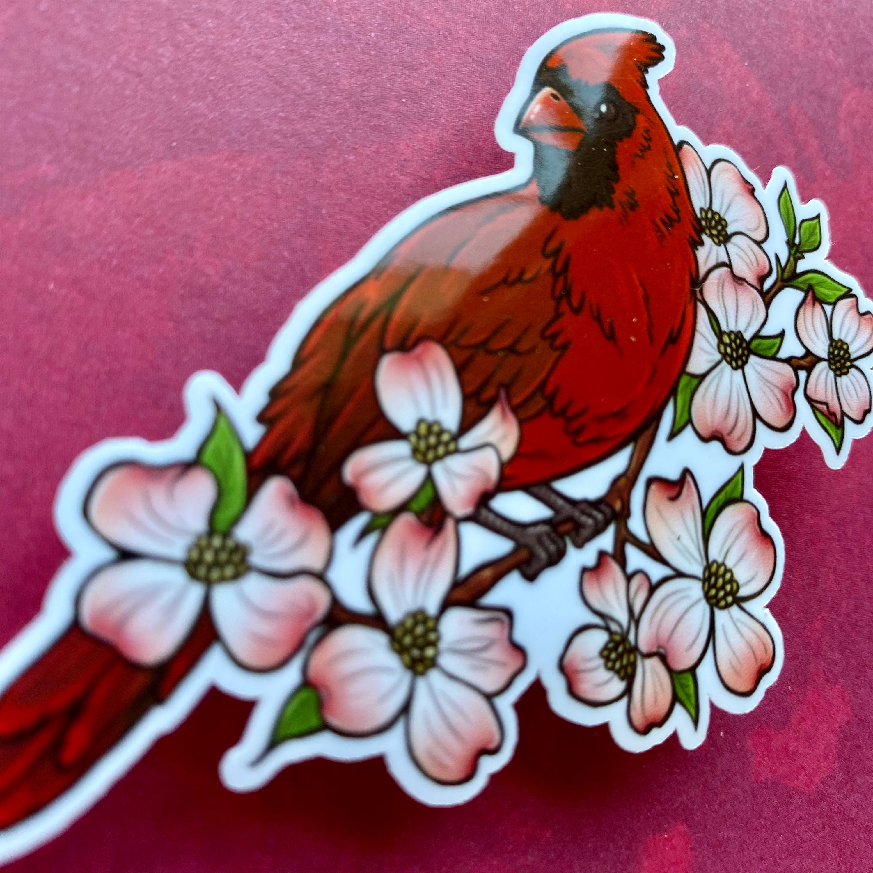 Cardinal Sticker for Laptop Dogwood Flower Sticker for - Etsy