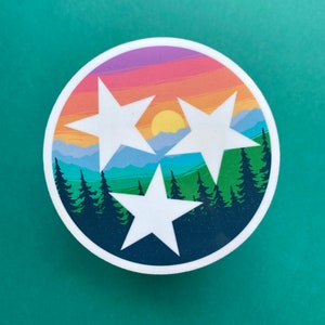 Tennessee Flag Sticker for Laptop, TN Decal Car, Tristar Sticker, Vinyl ...