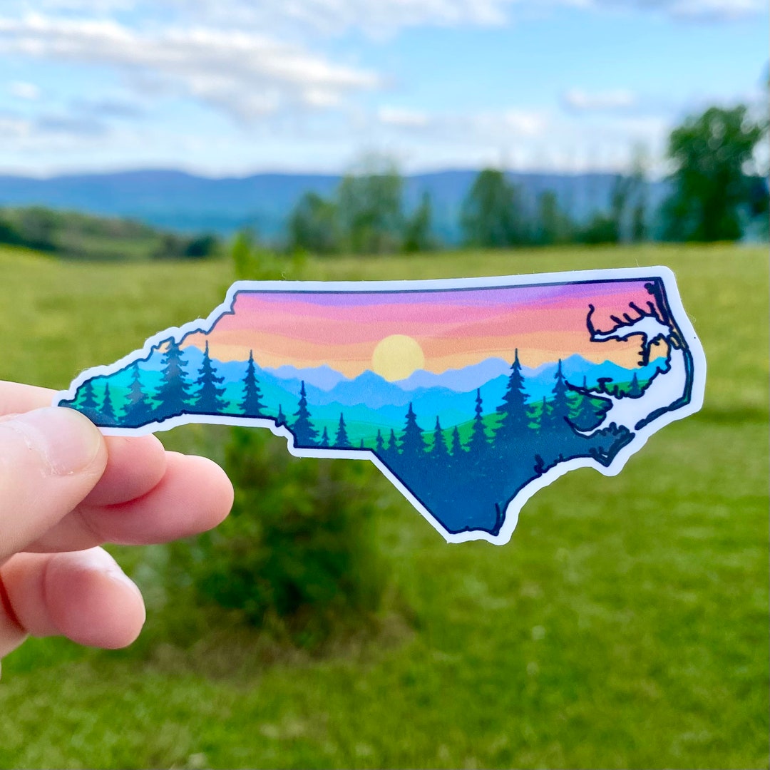 North Carolina State Sticker for Laptop, NC Decal, Smoky Mountain ...