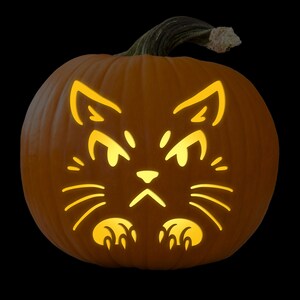 Cute Cat Pumpkin Carving Stencils, Printable PDF, Halloween Pumpkin ...